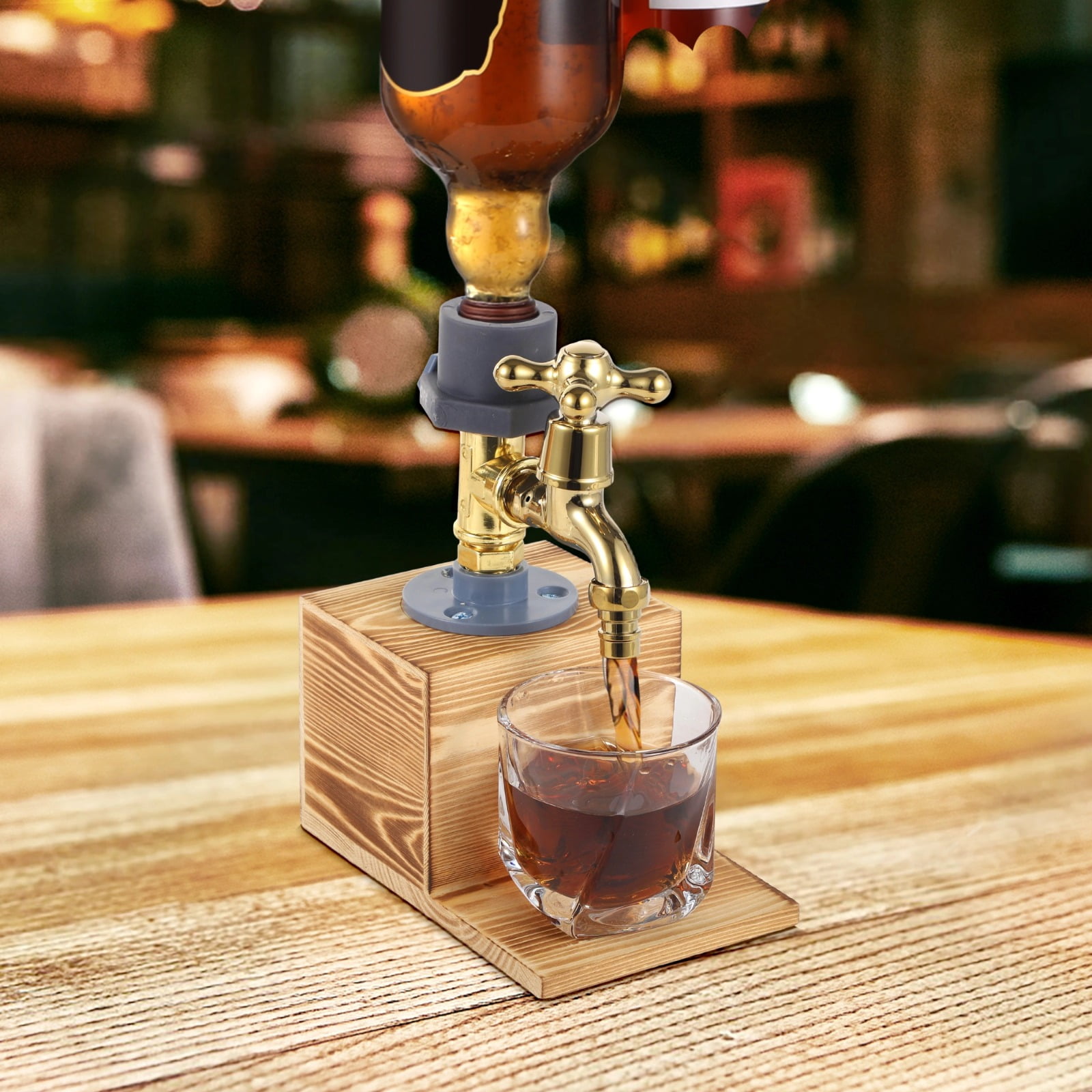 Wood Faucet Whisky Liquor Dispenser, Rustic Wine Decanter, Whiskey Wood ...