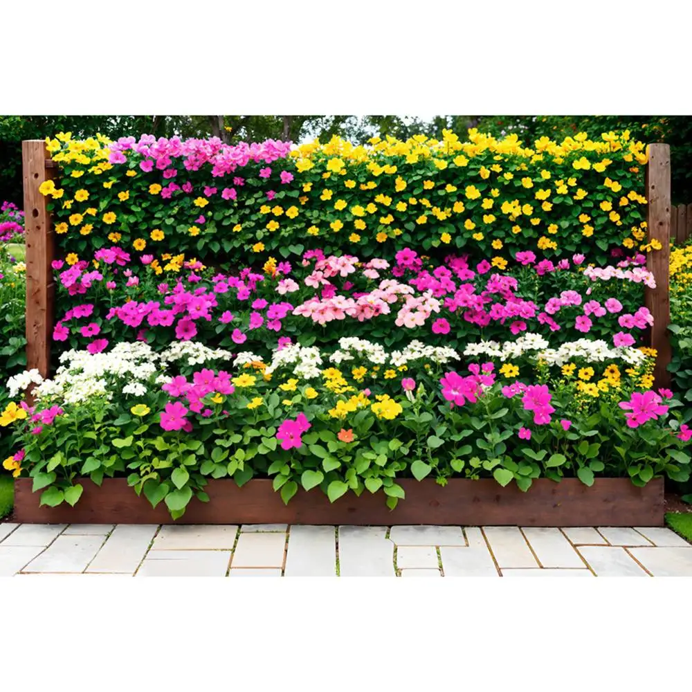 Wood Fce Flower Grass Wall Backdrop Spring Greery Background Childr ...