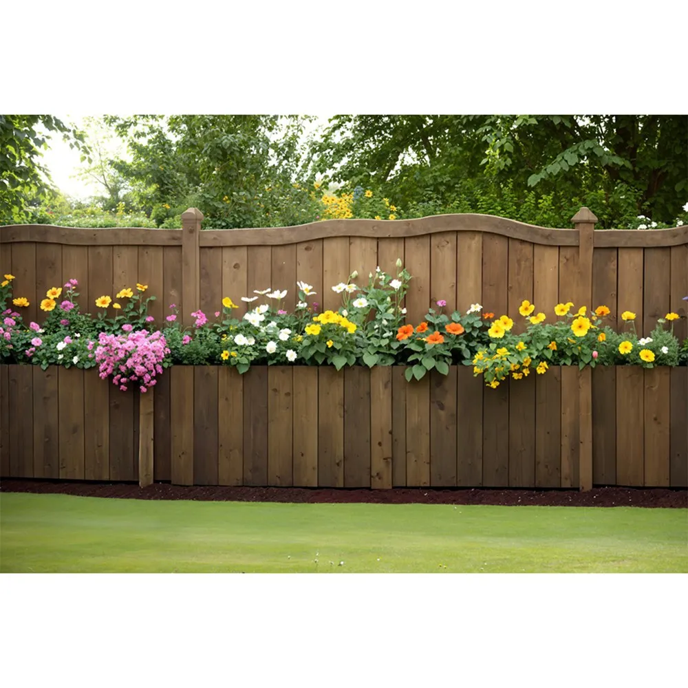 Wood Fce Flower Grass Wall Backdrop Spring Greery Background Childr ...
