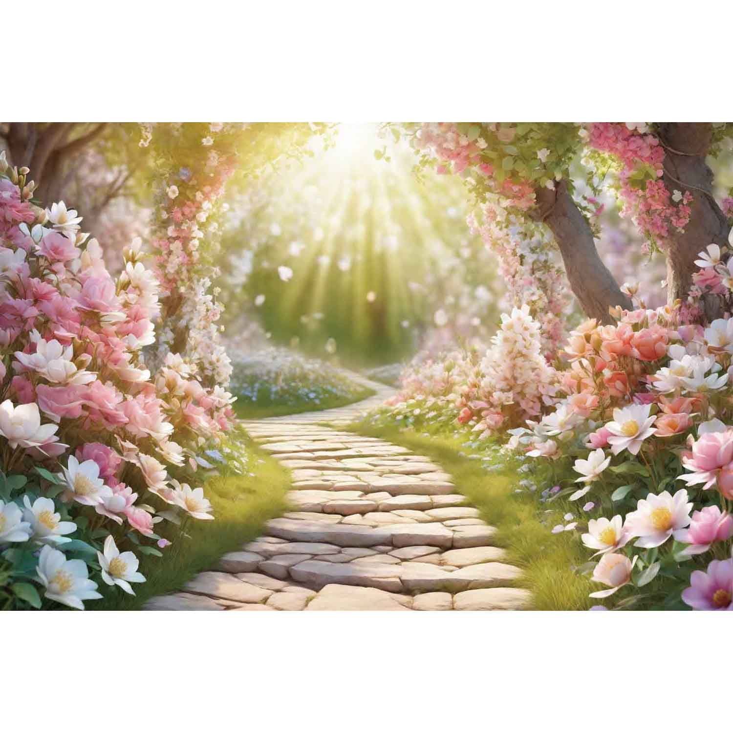 Wood Fce Flower Grass Wall Backdrop Spring Greery Background Childr ...