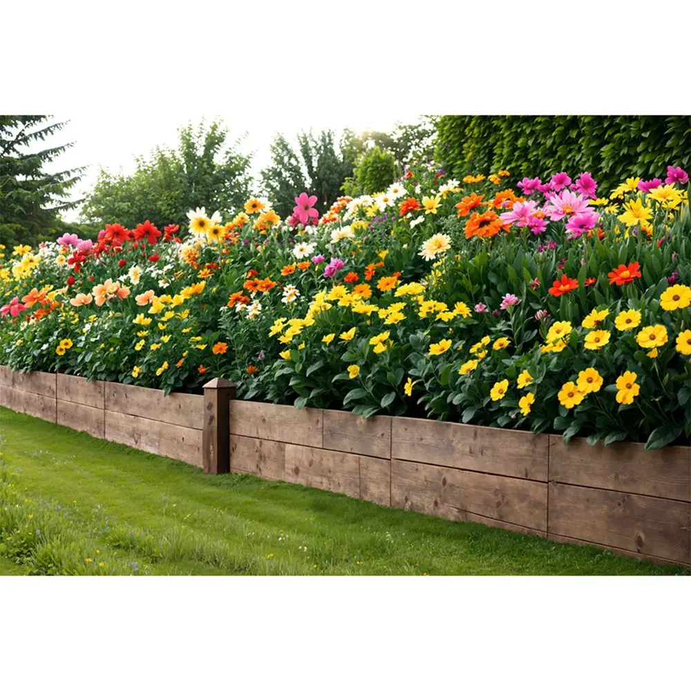 Wood Fce Flower Grass Wall Backdrop Spring Greery Background Childr ...