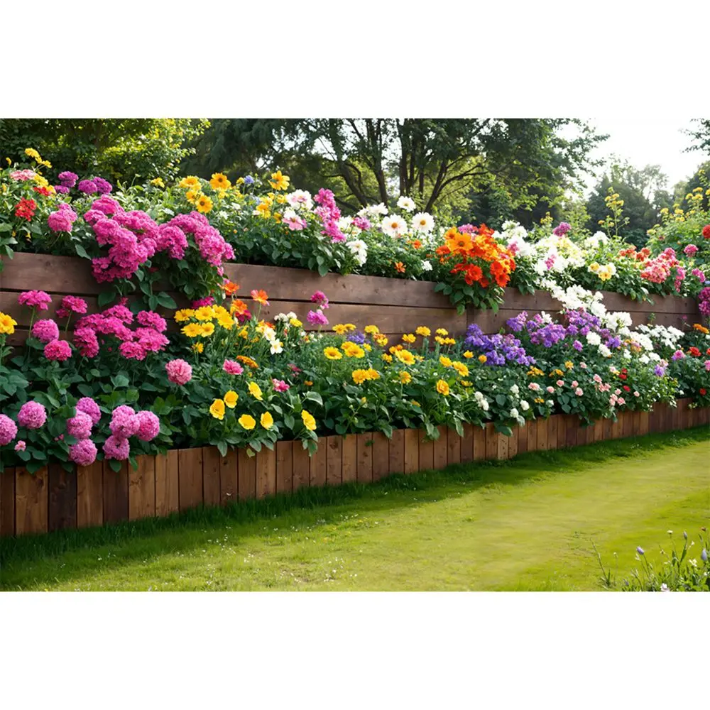 Wood Fce Flower Grass Wall Backdrop Spring Greery Background Childr ...