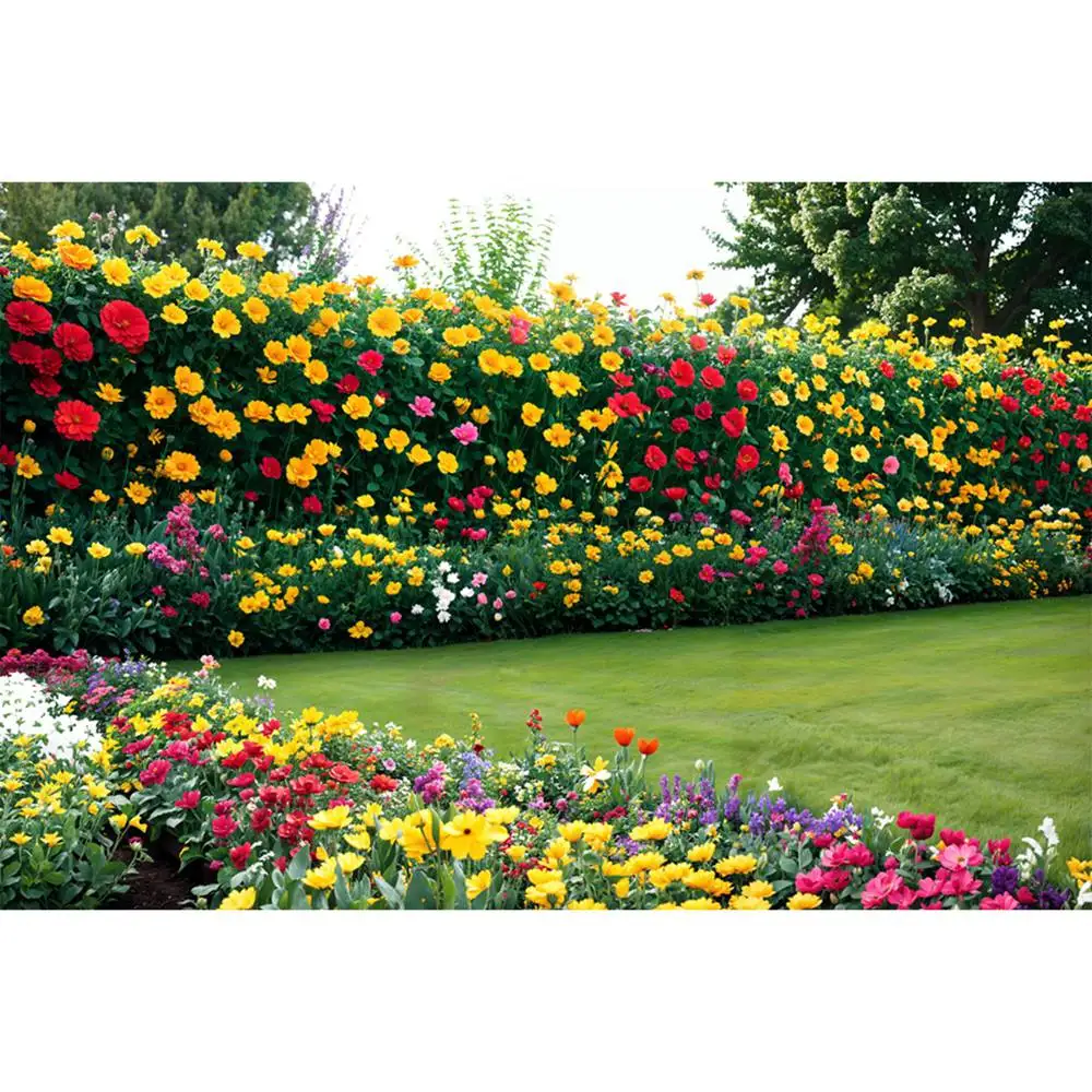 Wood Fce Flower Grass Wall Backdrop Spring Greery Background Childr ...