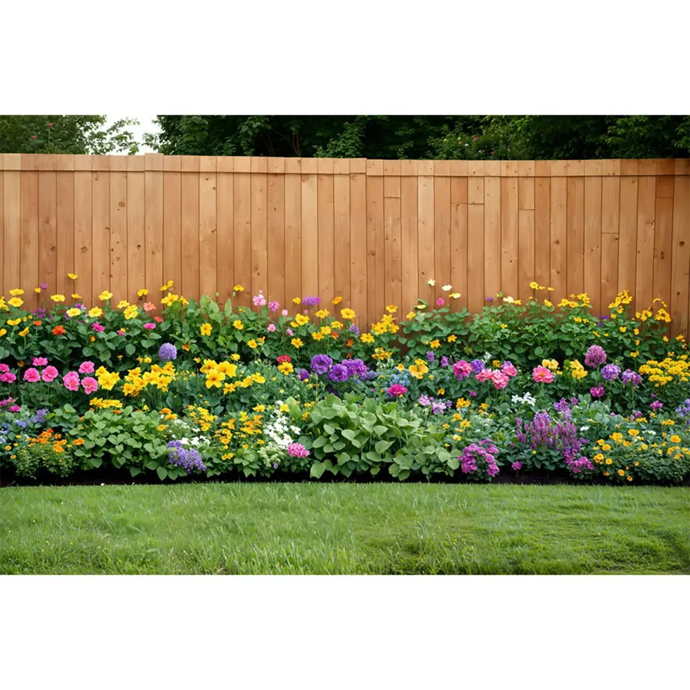Wood Fce Flower Grass Wall Backdrop Spring Greery Background Childr ...