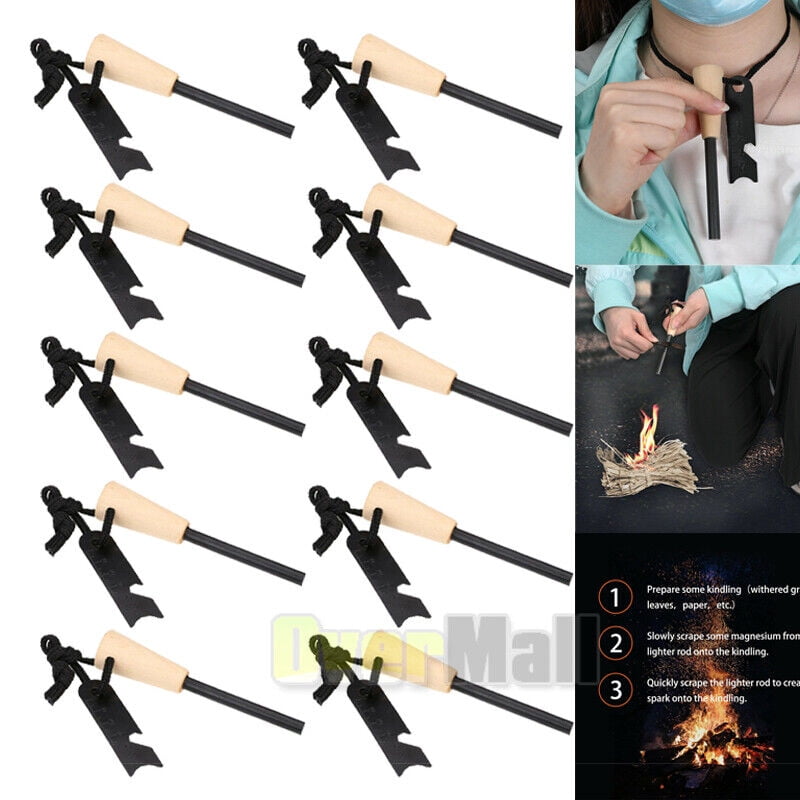 Wood Ferro rod Fire Starter & Steel Striker, Survival Firesteel ...