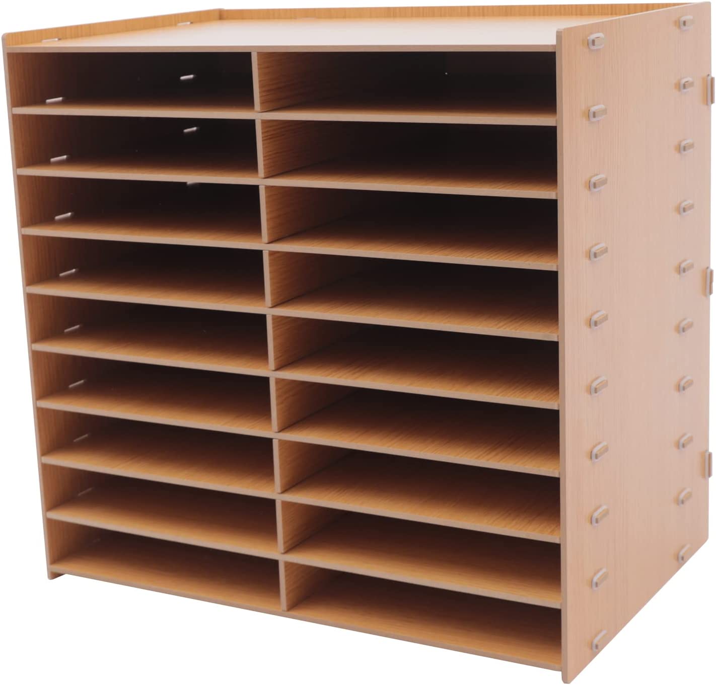 Wood File Organizer Desktop, 18 Slots Document Letter Mail Tray Sorter ...