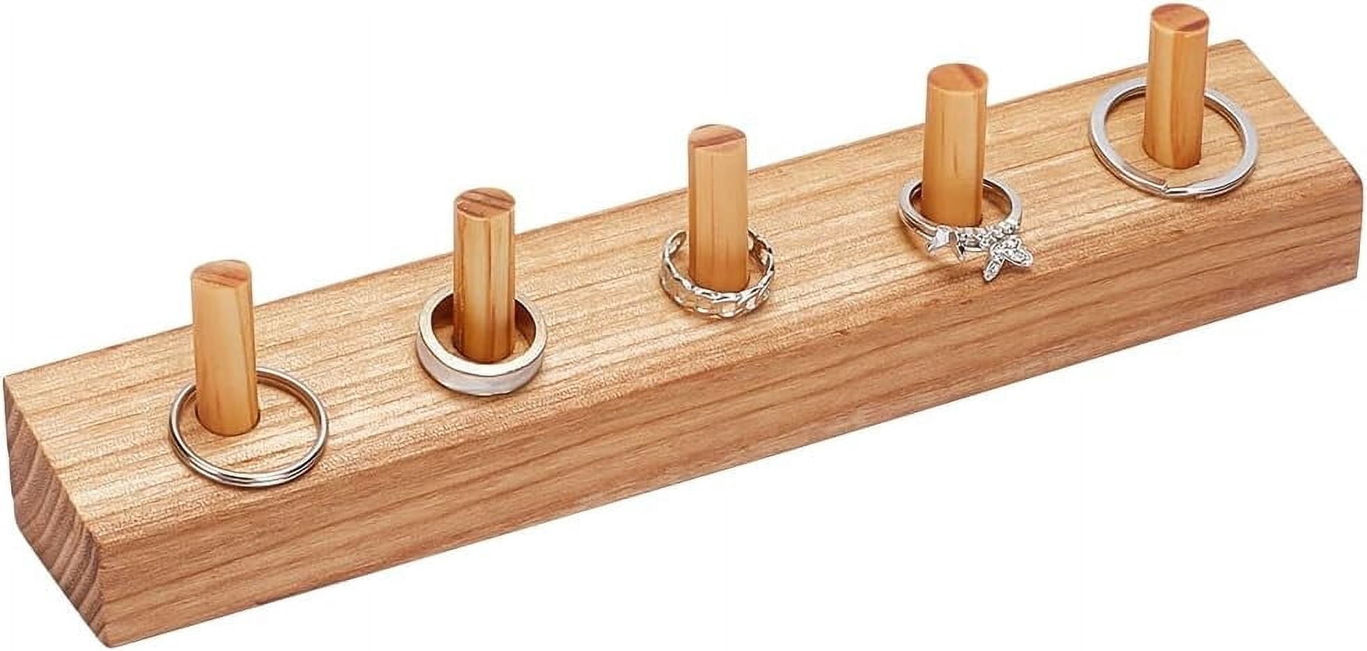 Wood Finger Ring Display Holder Cylindrical Ring Display Stand Ring ...