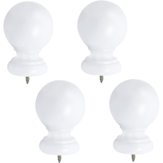 Wood Finials for Curtain Rods White Screw on Curtain Rod End Caps ...
