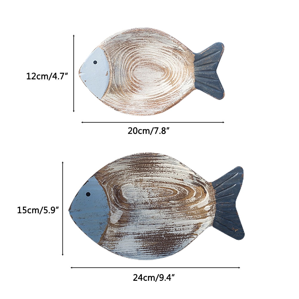 Wood Fish Hanging Ornament Wooden Fish Wall Art Decor for Beach Theme ...
