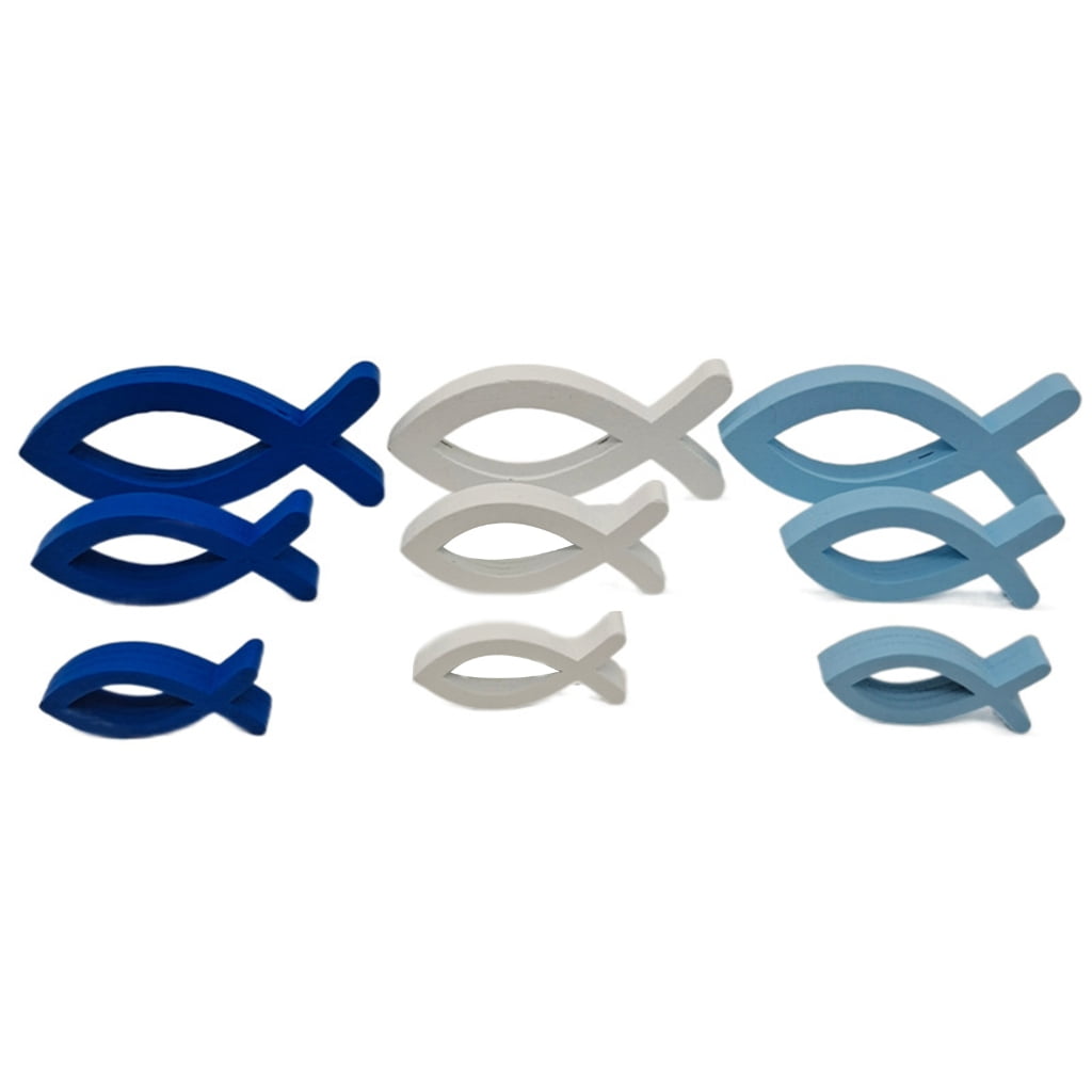 Wood Fish Table Scatter Decorations Hollow Fish Decors for Baptisms ...