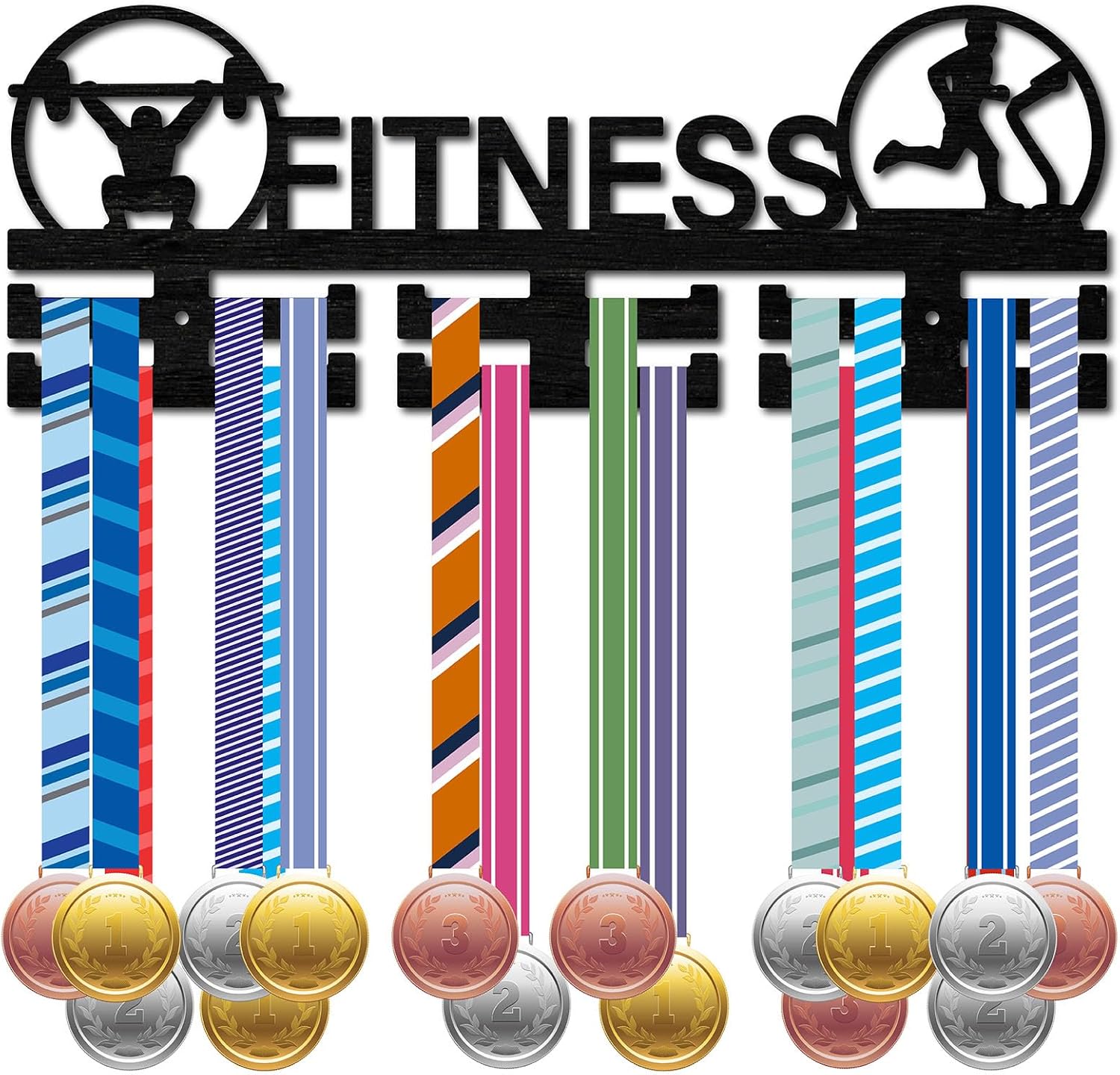 Wood Fitness Medal Holder Sport Medal Hanger Display Medal Rack Wall ...
