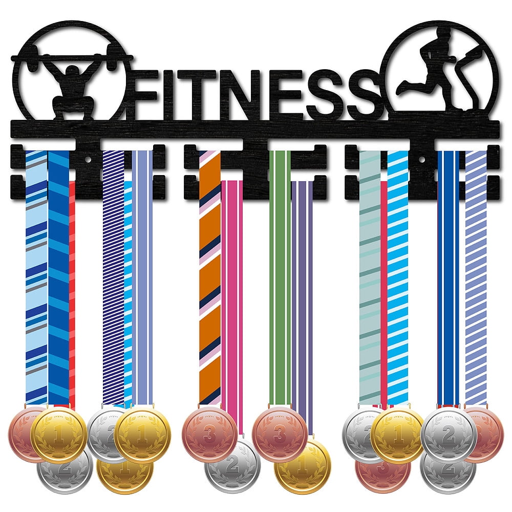 Wood Fitness Medal Holder Sport Medal Hanger Display Medal Rack Wall ...