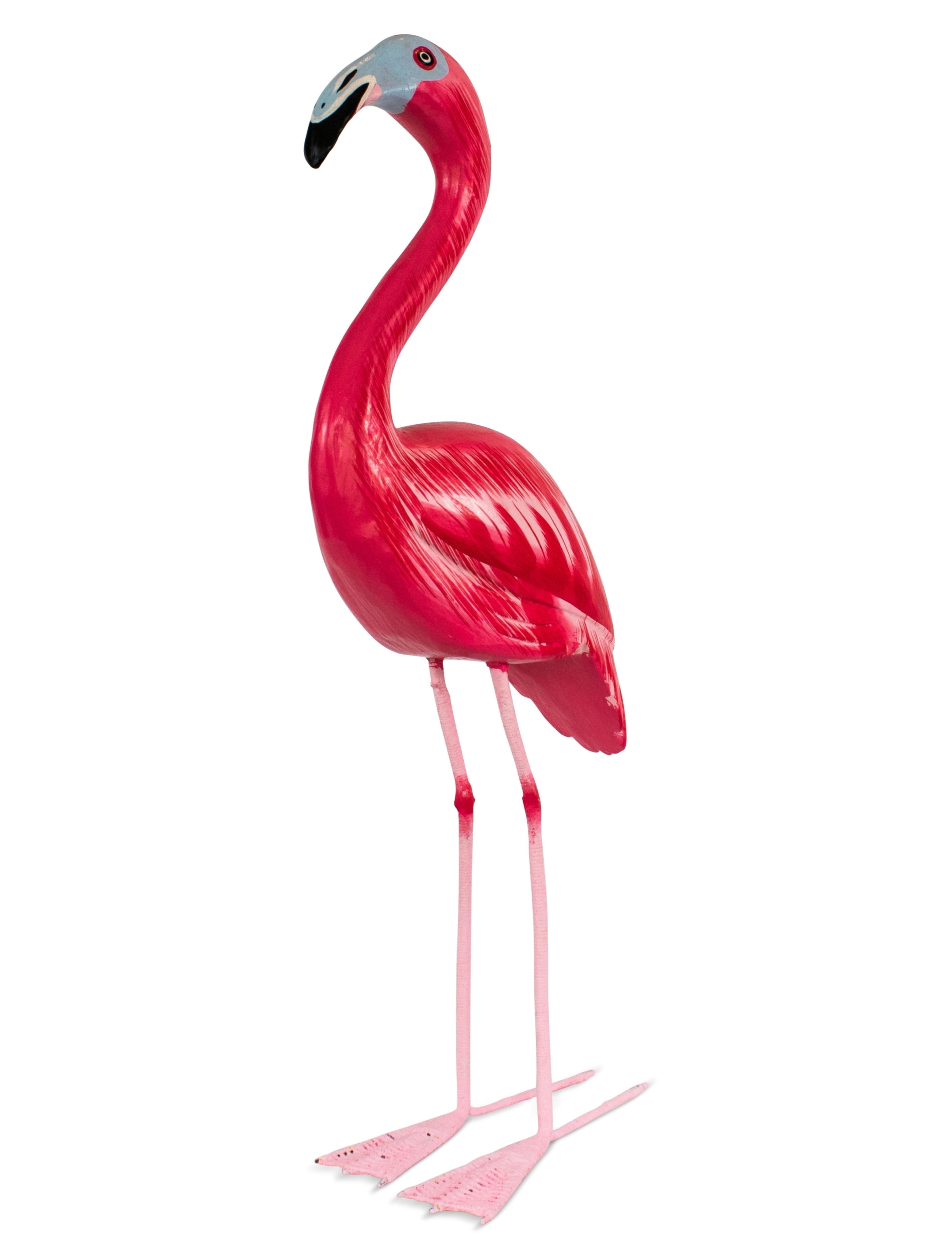 Wood Flamingo Figurine – Hand Carved Tropical Bird Sculpture, Coastal ...