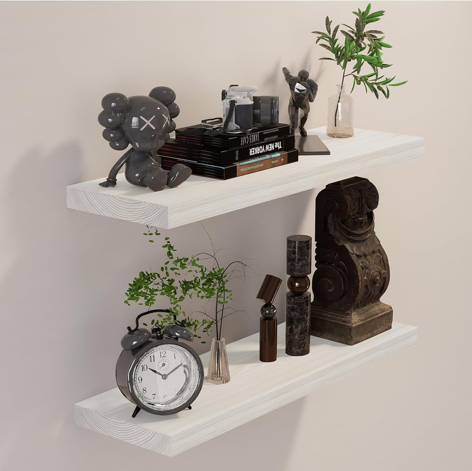 Wood Floating Shelves 24 inch Long,Rustic Solid Wooden Deep Wall ...