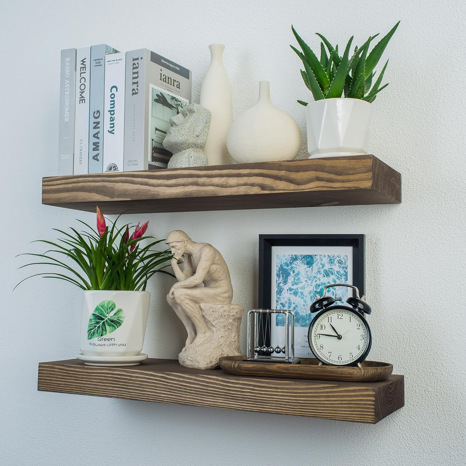 Wood Floating Shelves,24 inch Rustic Wood Wall Shelves for Bathroom ...