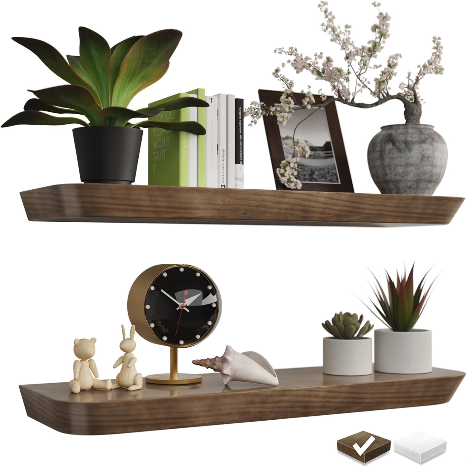 Wood Floating Shelves 36 inch (Set of 2) - Premium Wood Shelves -Wooden ...