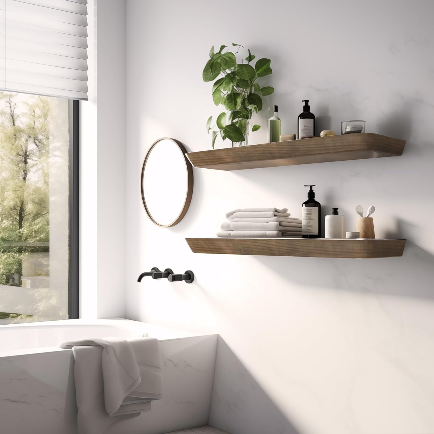 Wood Floating Shelves 36 inch (Set of 2) - Premium Wood Shelves -Wooden ...