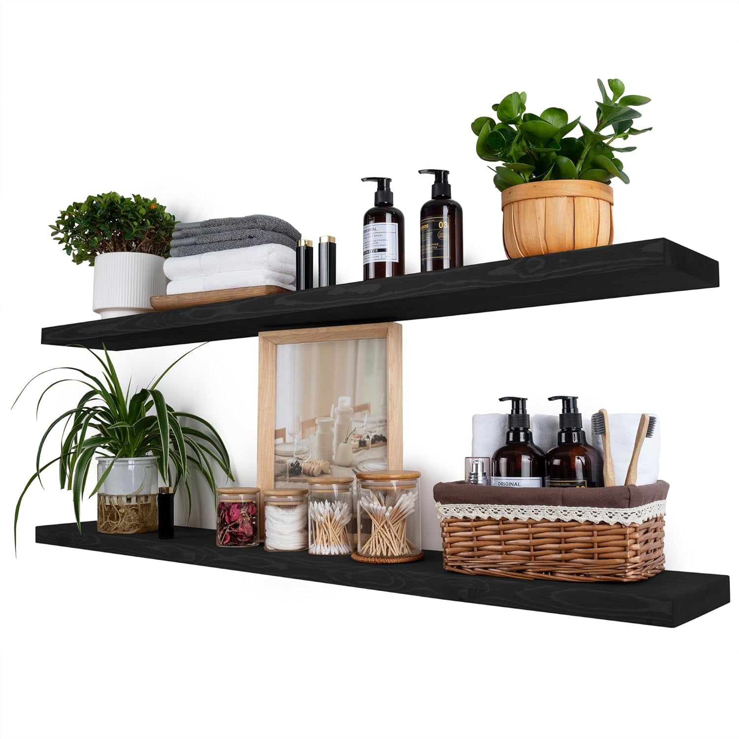 Wood Floating Shelves 48 inch, Wide Rustic Wooden Wall Shelves for ...