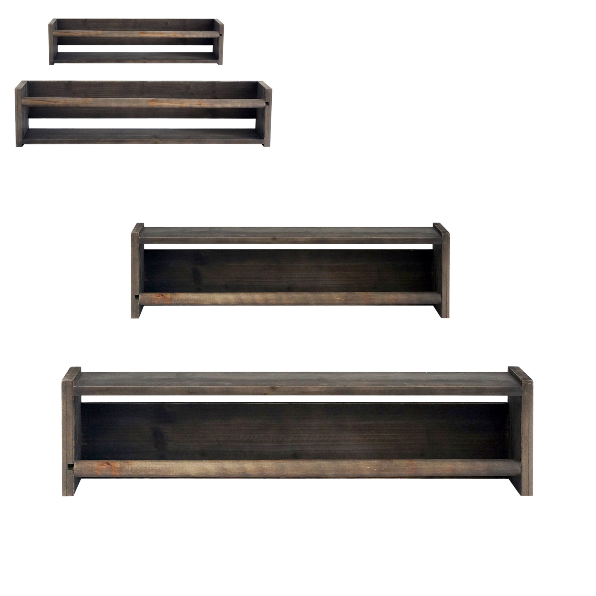 Wood Folating Wall Shelf Distressed Gray Set of 2 - Walmart.com