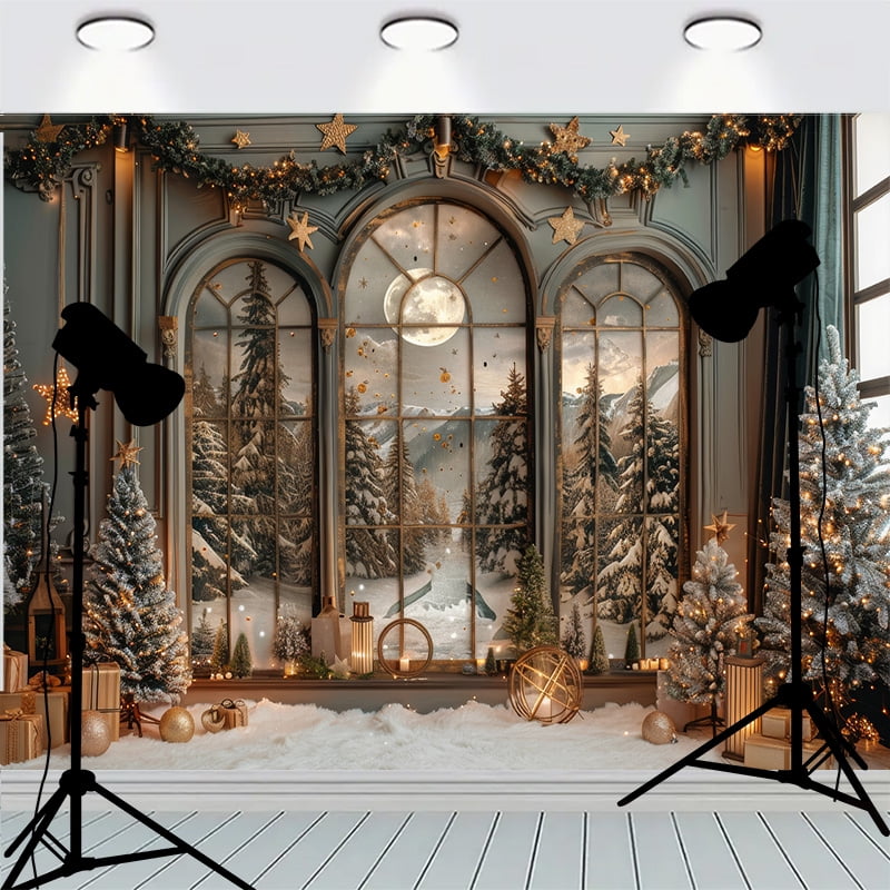 Wood Floor Window Background Christmas Day Fireplace Living Room ration ...