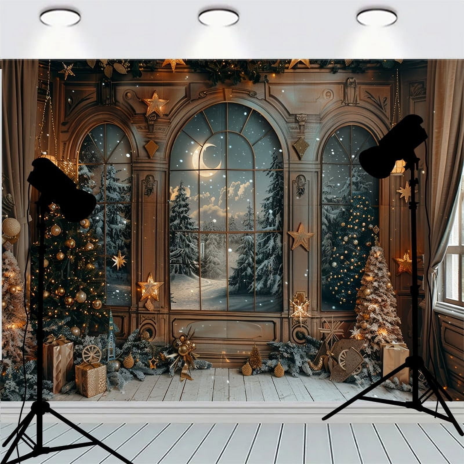 Wood Floor Window Background Christmas Day Fireplace Living Room ration ...