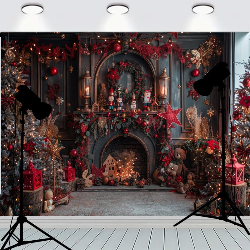 Wood Floor Window Background Christmas Day Fireplace Living Room ration ...