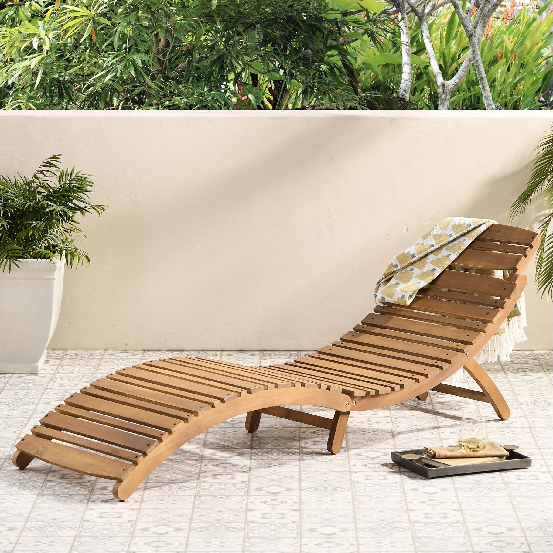 Wood Foldable Chaise Lounge | Comfortable Poolside & Backyard Seating ...