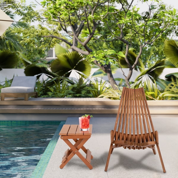Wood Folding Chair for Outdoor, Low Profile Acacia Wood Lounge Chair ...
