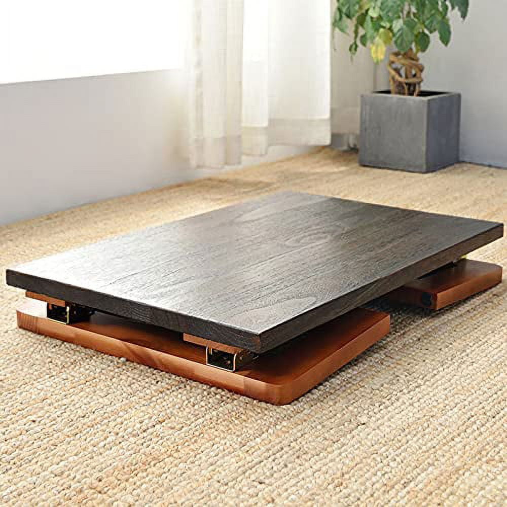 Wood Folding Coffee Table, Portable Low Picnic Table Wooden Folding Tea ...