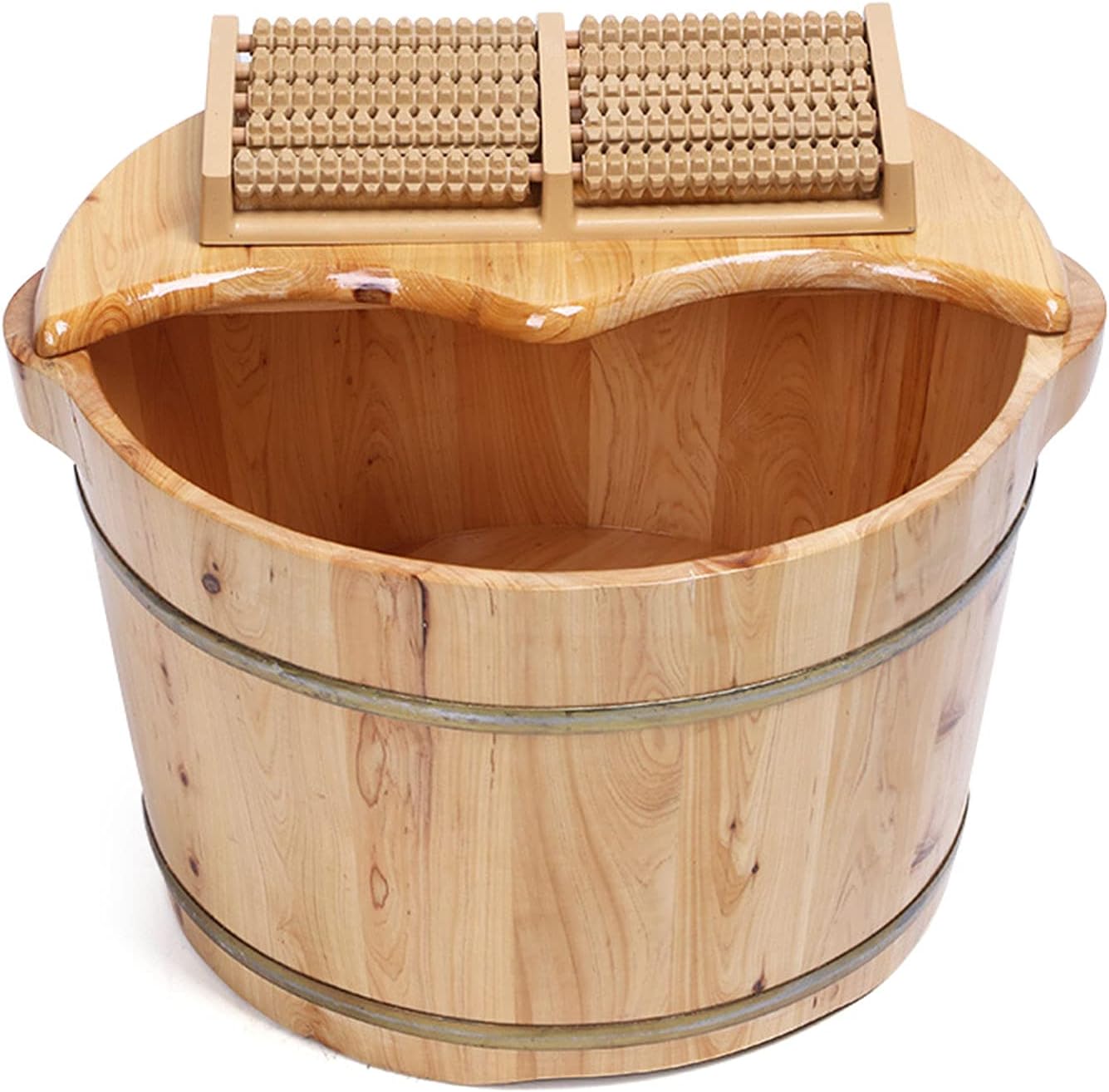 Wood Foot Tub with Massager and lid, Solid Wood Handmade Wooden Foot ...