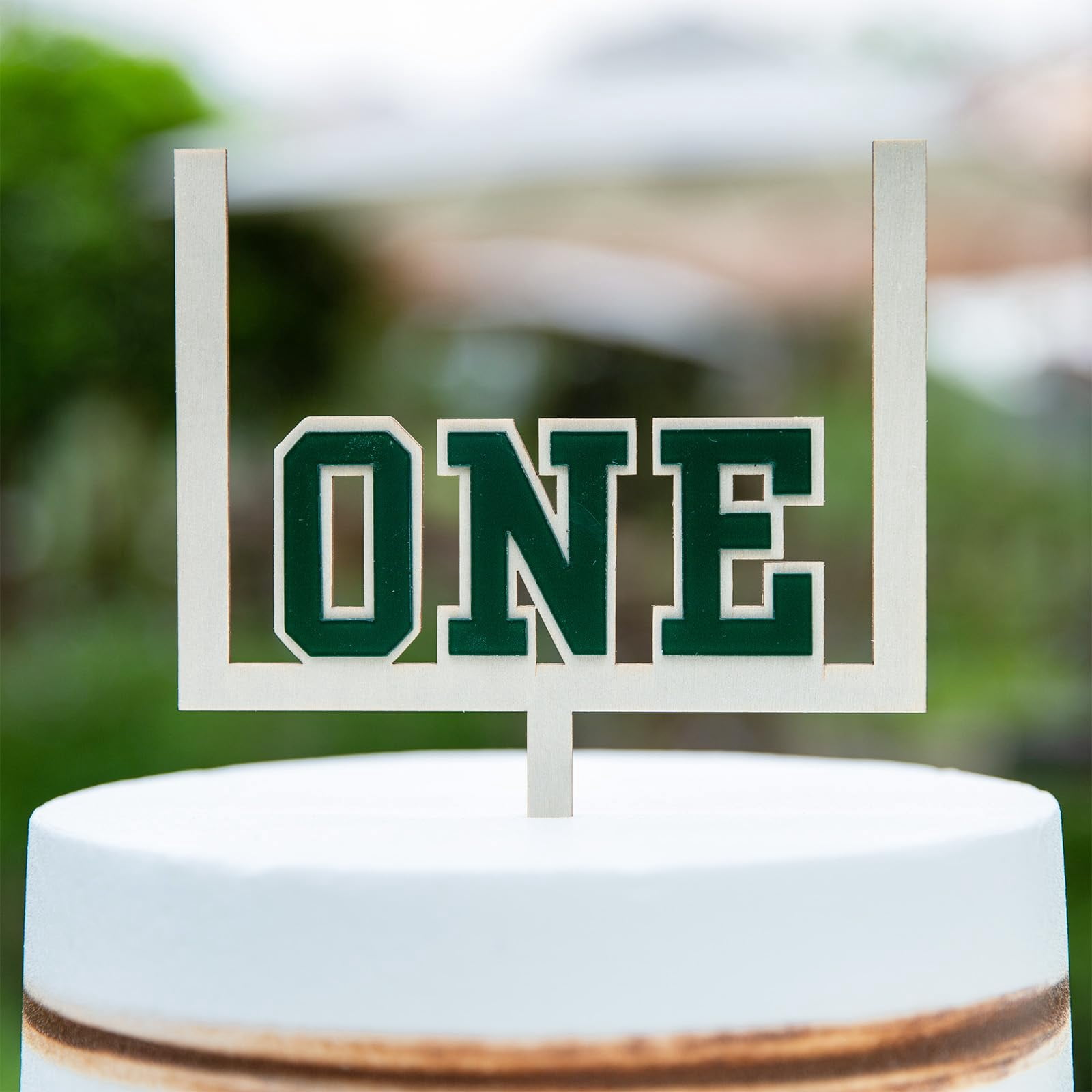 Wood Football One Cake Topper, 1st AIS1 Birthday Party Supplies, First ...