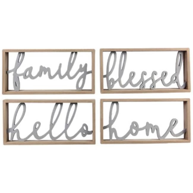 Wood Frame Cutout Word Tabletop & Wall Boxed Sign, Assorted Color - 4 ...