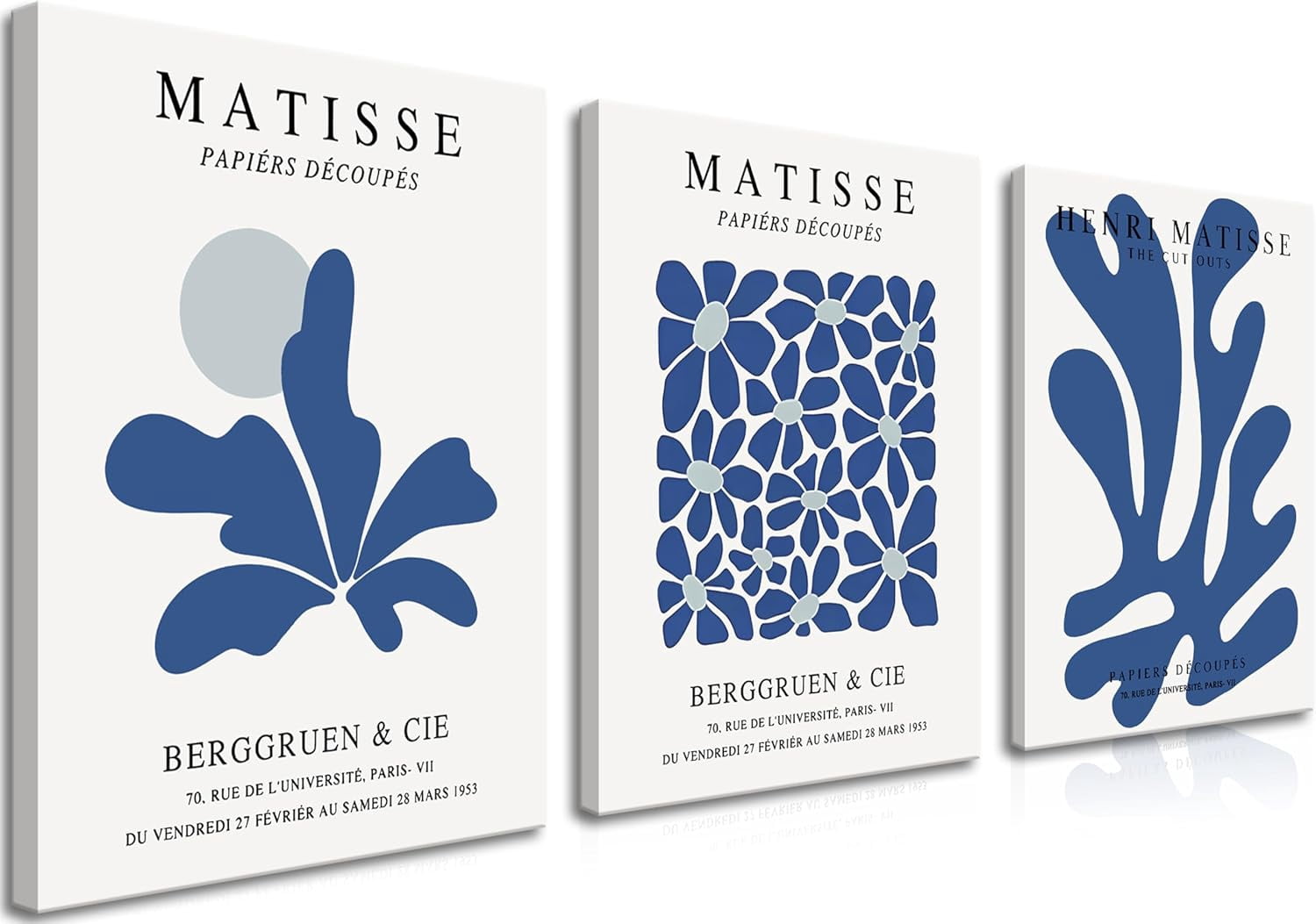 Wood Frame Matisse Wall Art Set of 3, Abstract Blue Henri Matisse ...