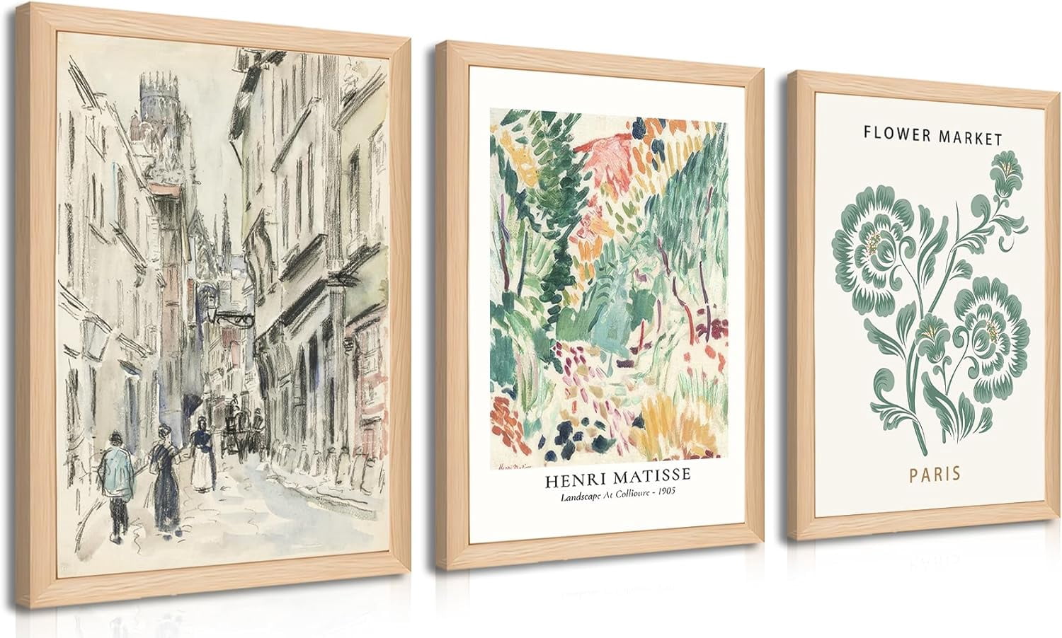Wood Frame Matisse Wall Art Set of 3, Abstract Blue Henri Matisse ...