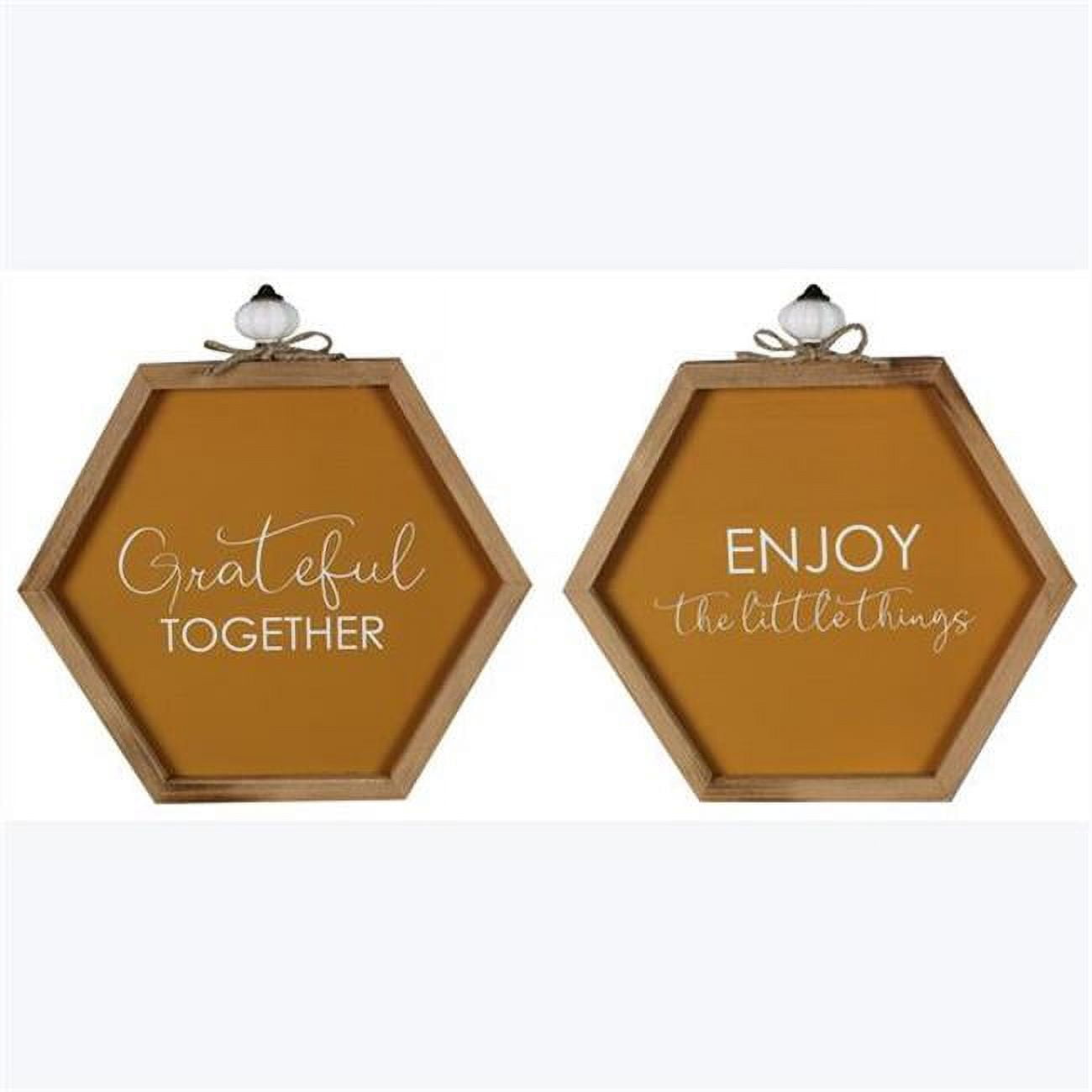 Wood Framed Box Wall Sign with Ceramic Knob Accent, Assorted Color - 2 ...