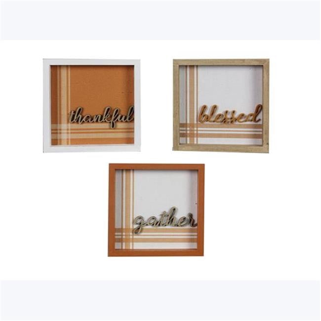 Wood Framed Fall Tabletop & Wall Sign, Assorted Color - 3 Piece ...