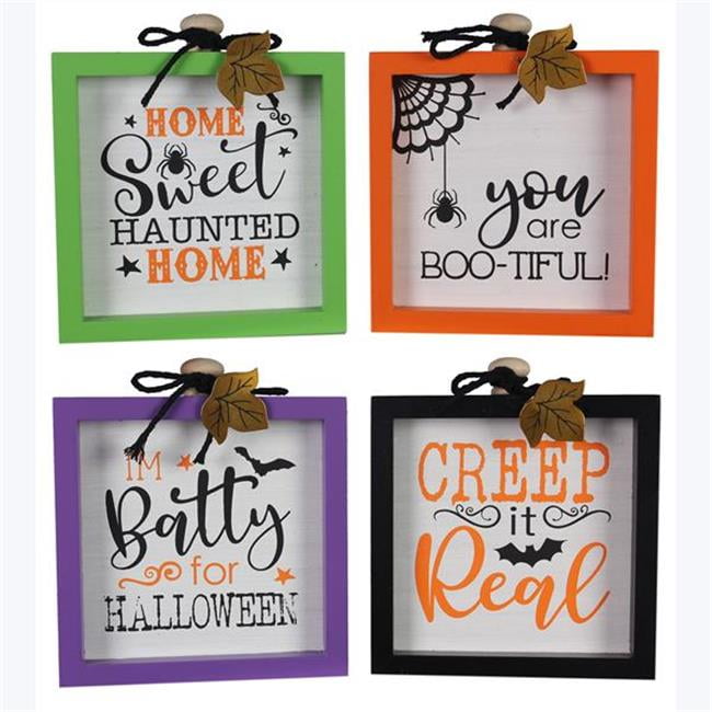 Wood Framed Fun & Freaky Tabletop & Wall Sign, Assorted Color - 4 Piece ...