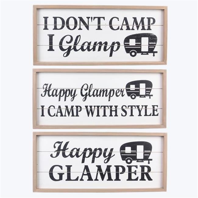 Wood Framed Glamping Camper Wall Sign, Assorted Color - 3 Piece ...