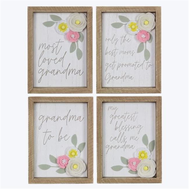 Wood Framed Grandma Wall & Tabletop Sign with Felt Flowers, Assorted ...
