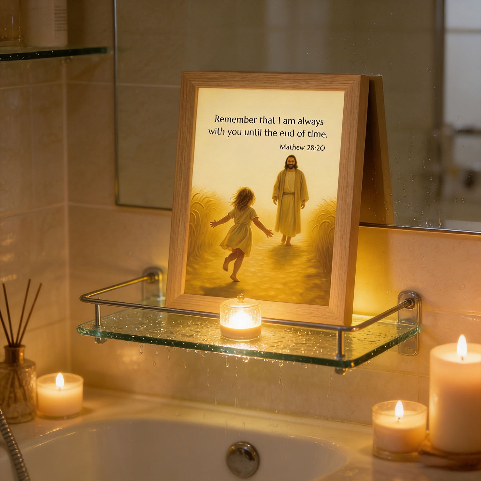 Wood Framed Jesus Painting Lamp, Jesus Welcoming Little Girl Night ...