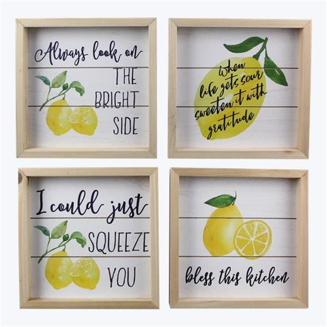 Wood Framed Lemon Tabletop & Wall Sign, Assorted Color - 4 Piece ...