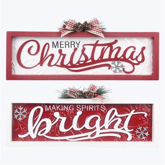 Wood Framed Tabletop Christmas Signs, Assorted Color - 2 Piece ...