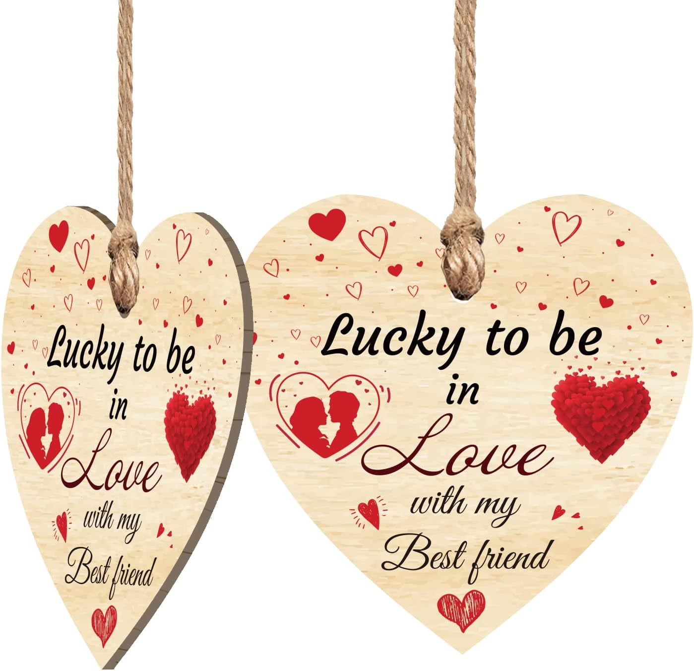 Wood Friendship Sign Lucky to Be in Love with My Best Friend 2pcs ...