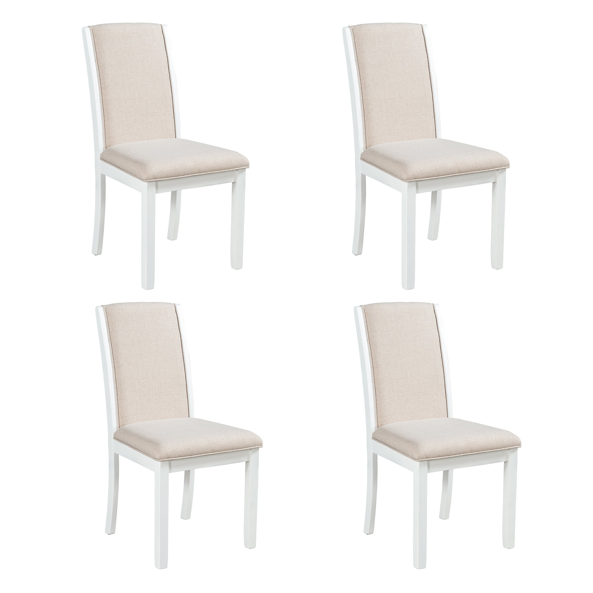 Wood Full Back Dining Chairs Set of 4, Upholstered Back&Seat, Modern ...