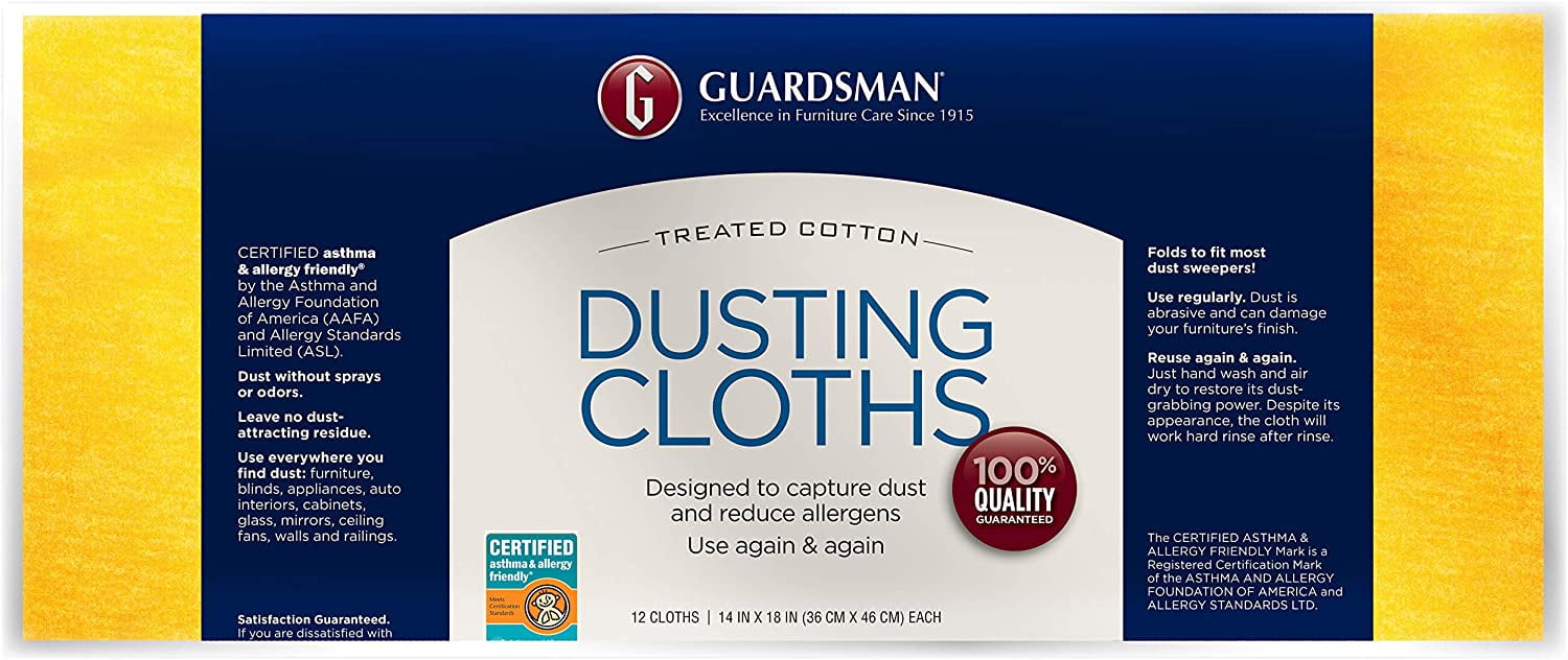 Wood Furniture Dusting Cloths - 12 Pre-Treated Cloths - Captures 2x The ...