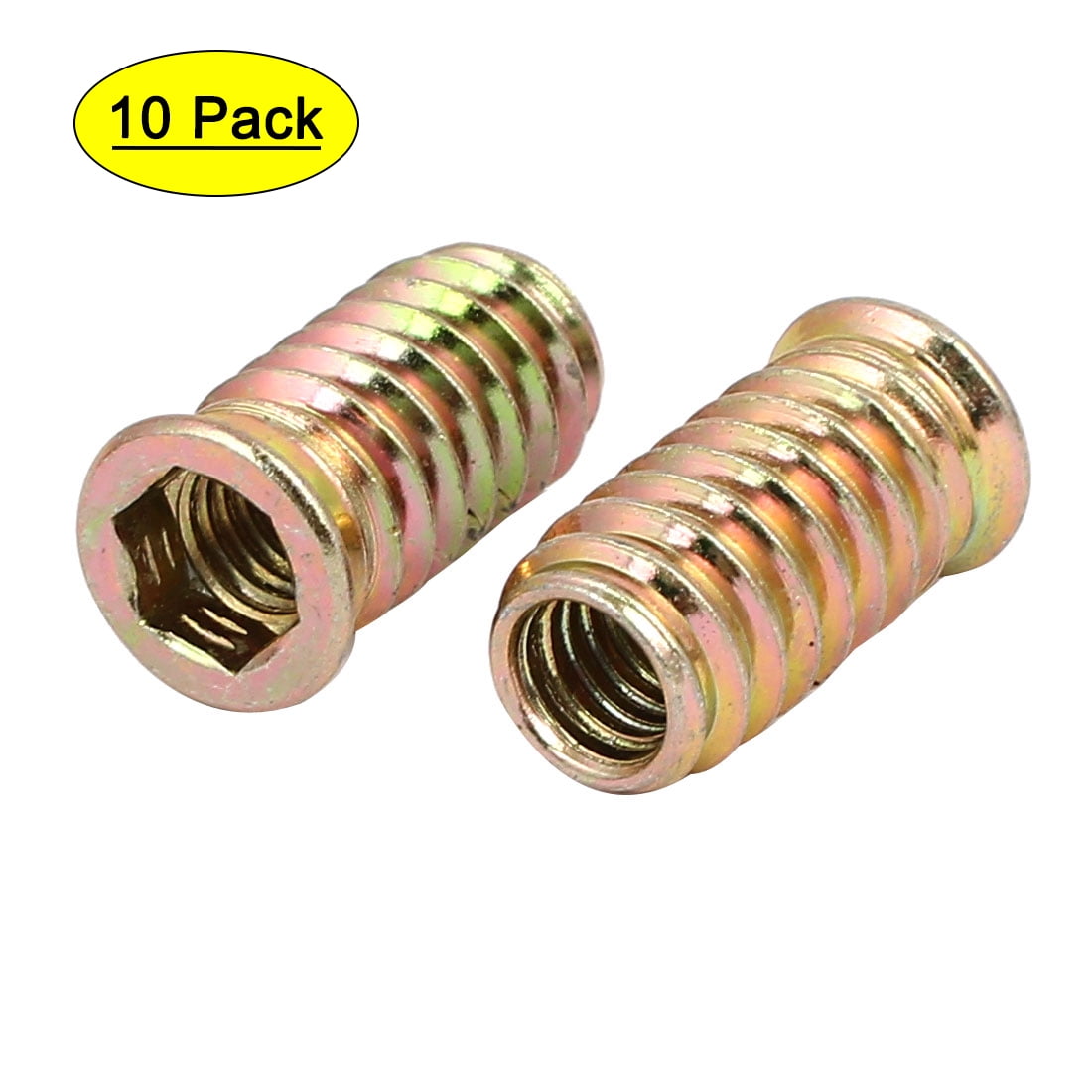 Wood Furniture Insert Interface Hex Socket E-Nut Bronze Tone M8x25mm ...
