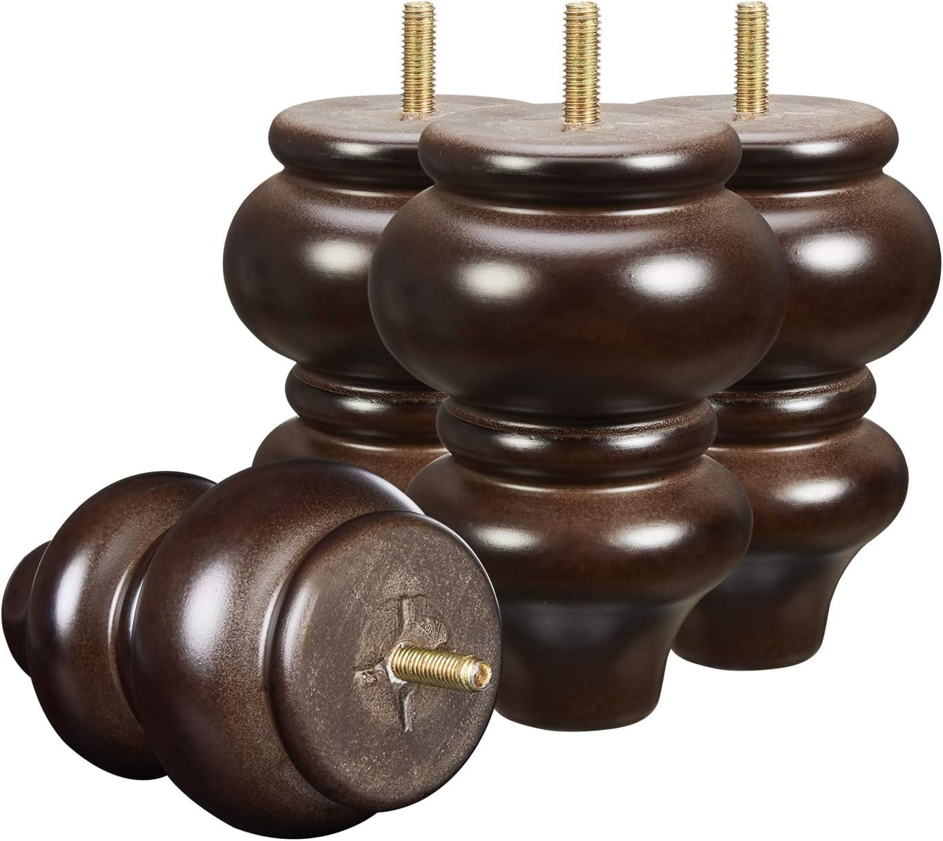 5 Inch Wooden Furniture Legs, Pack of 4, Espresso Mid Century, Desk ...