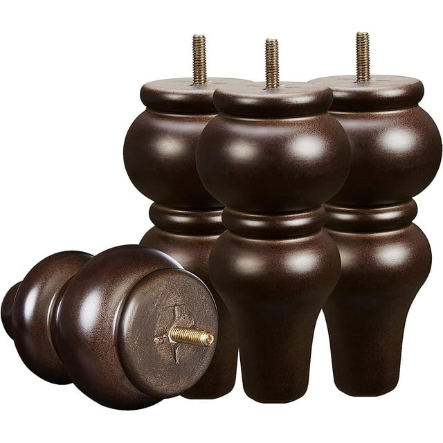 8-Inch Wood Furniture Legs, Espresso, Pack of 4, Mid-Century Sofa/Table ...