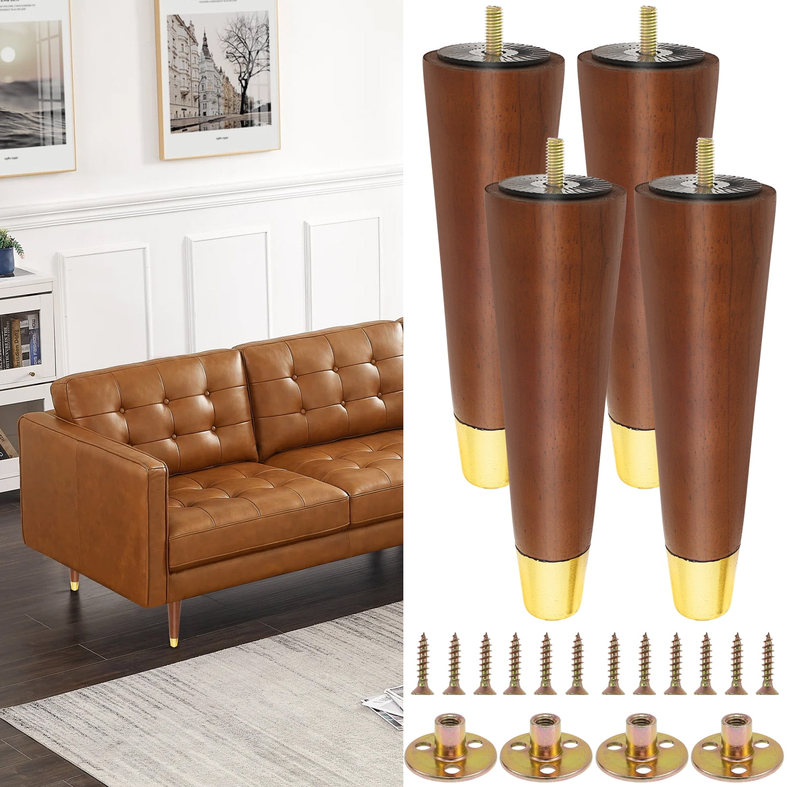 Wood Furniture Legs Versatile Round Sofa Leg Solid Century Modern ...