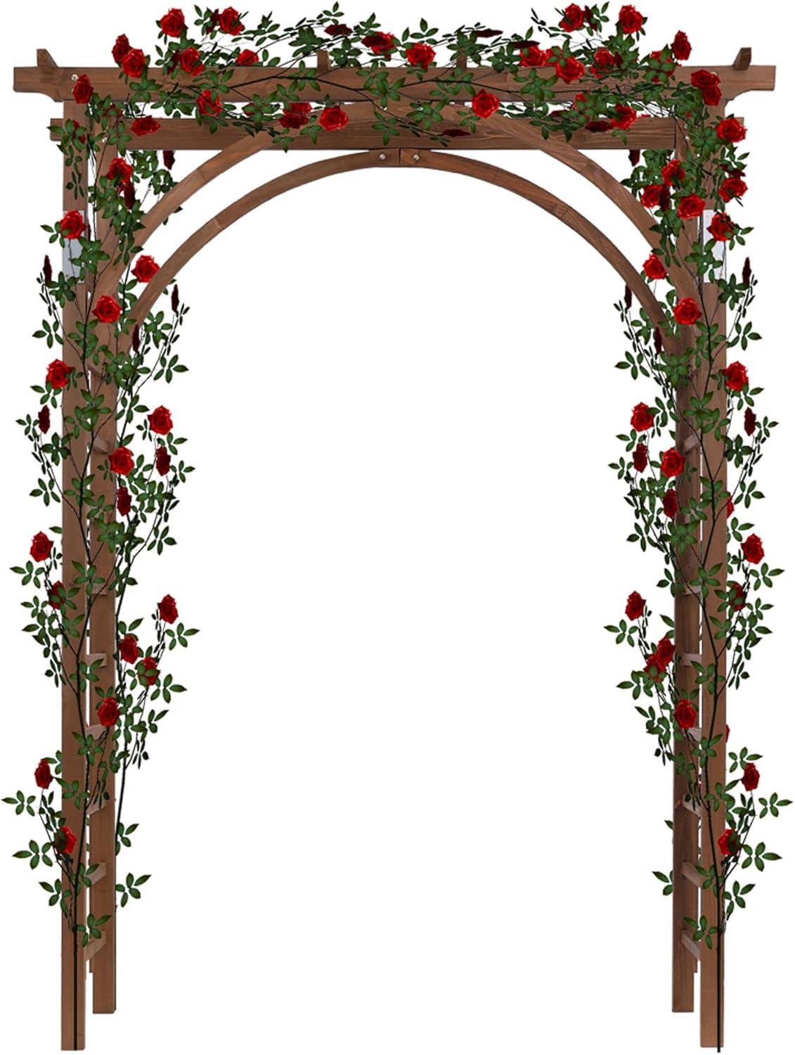 Wood Garden Arbor Arch, 7FT Natural Fir Wood Arbor Wedding Arch Outdoor ...